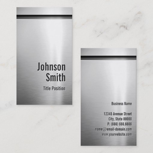 Platinum Aluminum Stainless Steel Look Business Card | Zazzle