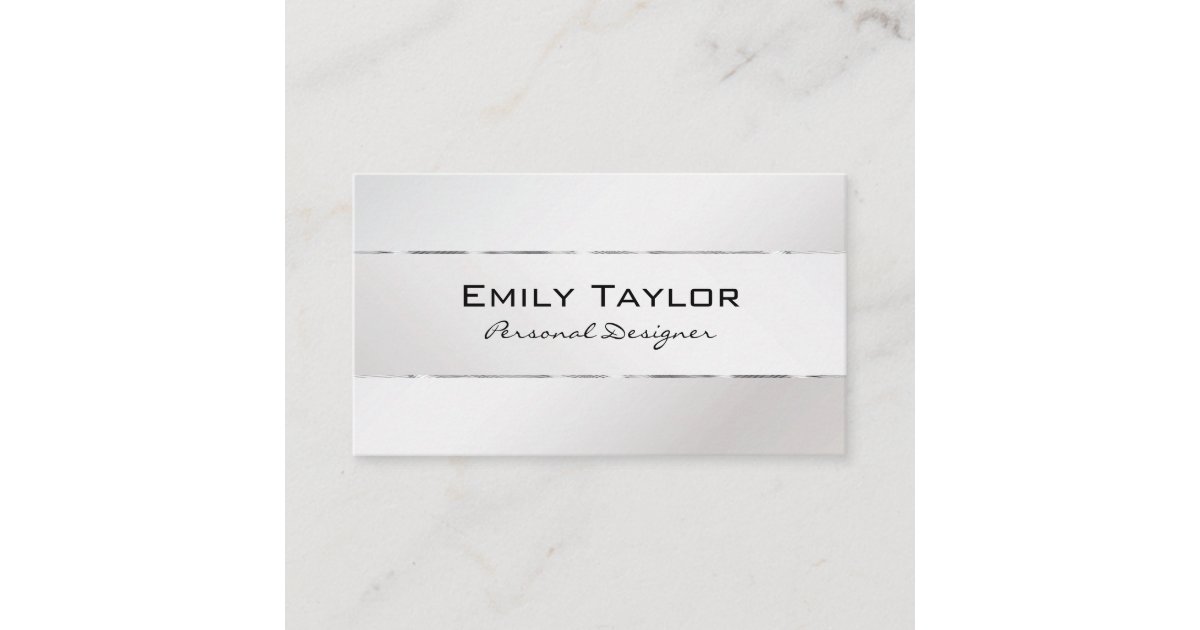 Platinum Background Silver Trim Business Card | Zazzle