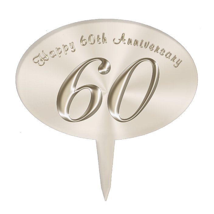 Platinum Color Happy 60th Anniversary Cake Topper Zazzle