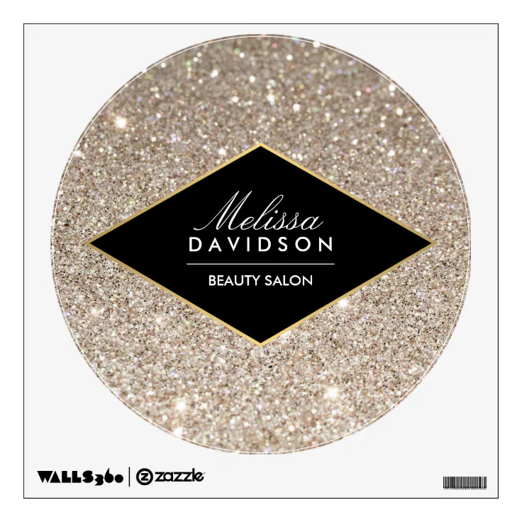 Platinum Glitter and Glamour Beauty Salon Wall Decal | Zazzle