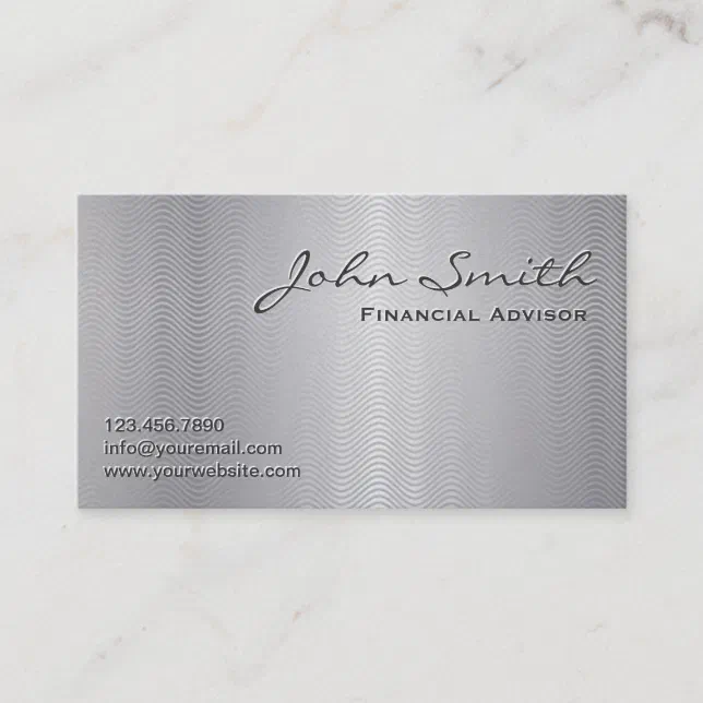 Platinum Metal Financial Advisor Business Card | Zazzle