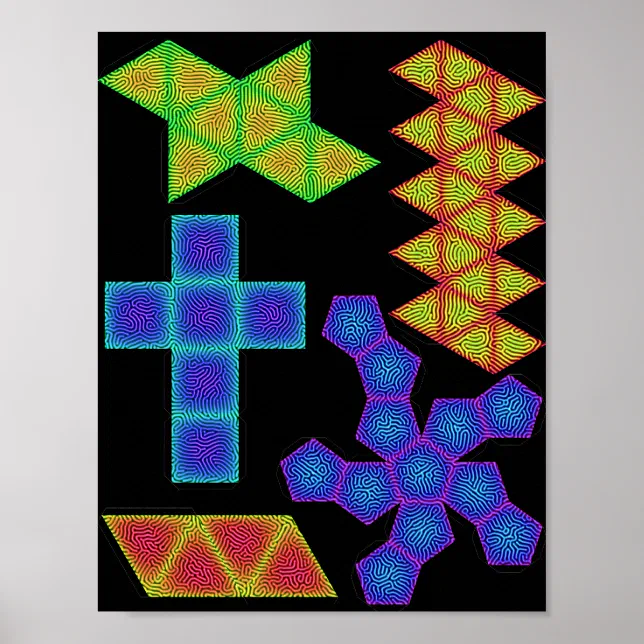 Platonic Solids Templates with Reaction-Diffusion Poster | Zazzle