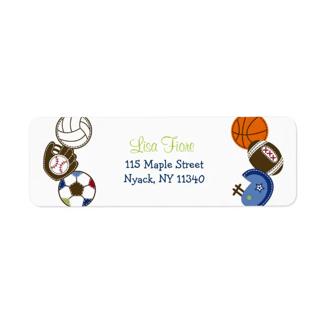Play Ball Sports Ball Baby Shower Address Labels | Zazzle
