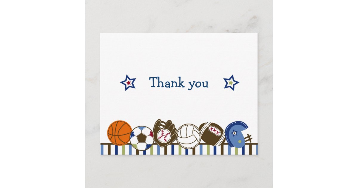 Play Ball Sports Boys Thank You Note Cards | Zazzle.com