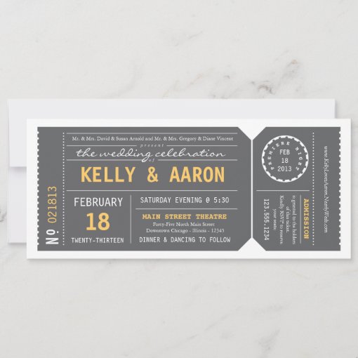 Playbill Theater Ticket Wedding Invitation - Gray | Zazzle
