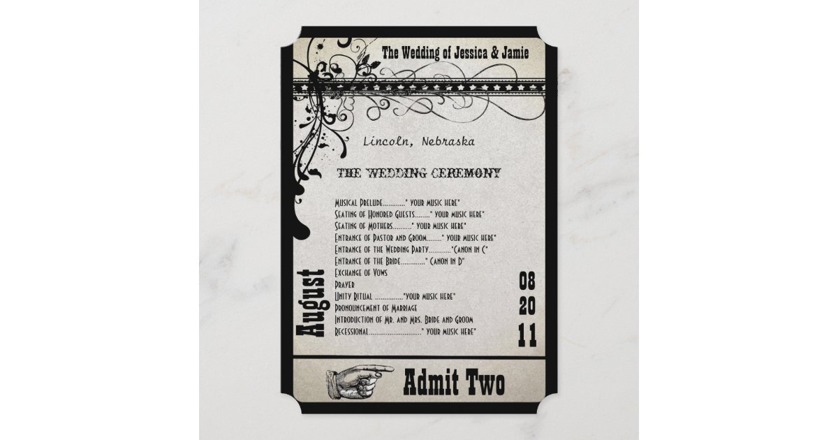 Playbill Wedding Program Metallic Silver | Zazzle