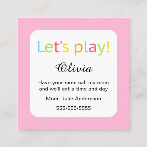 Playdate mommy calling cards | Zazzle