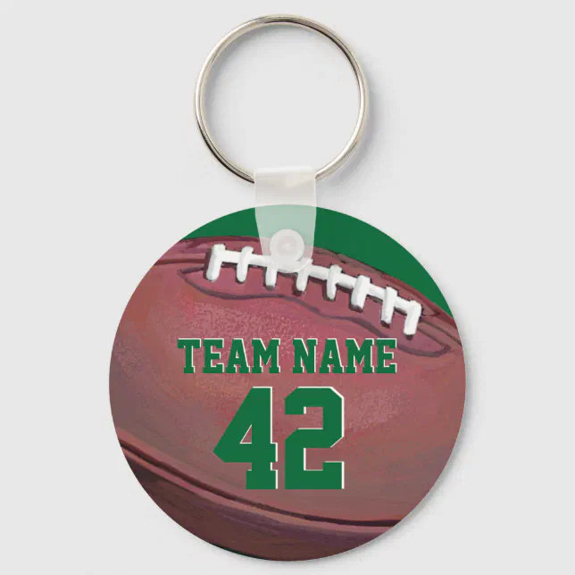 Player Name and Number Football Keychain | Zazzle