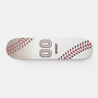 Player Number 00 - Cool Baseball Stitches Skateboard Deck | Zazzle