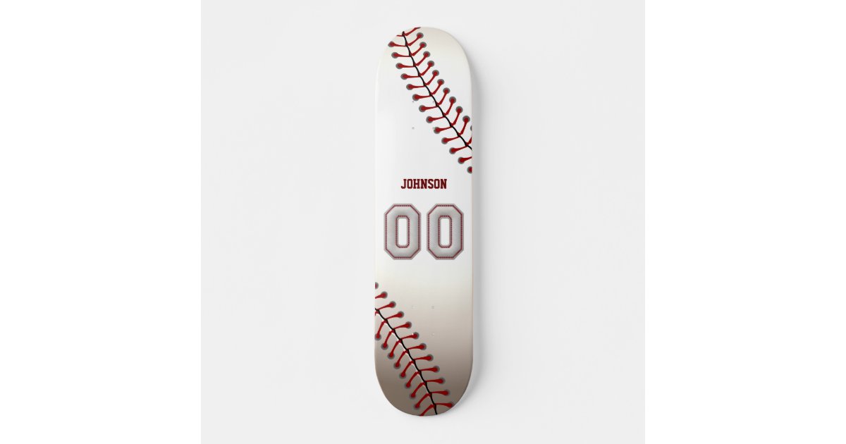 Player Number 00 - Cool Baseball Stitches Skateboard Deck | Zazzle
