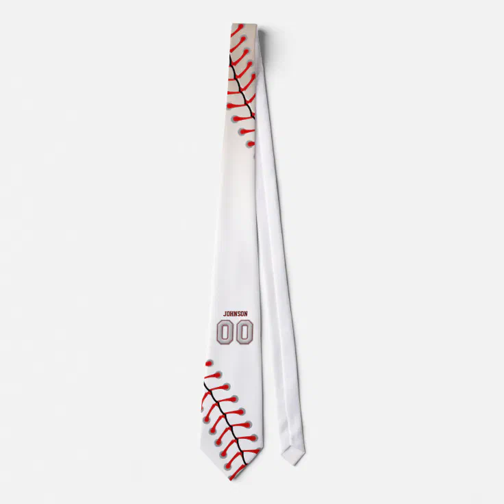 Player Number 00 - Cool Baseball Stitches Tie | Zazzle