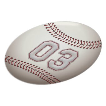 Player Number 03 - Cool Baseball Stitches Plate | Zazzle