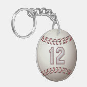 Player Number 12 - Cool Baseball Stitches Keychain | Zazzle