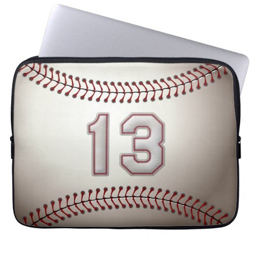 Player Number 13 - Cool Baseball Stitches Laptop Sleeves | Zazzle