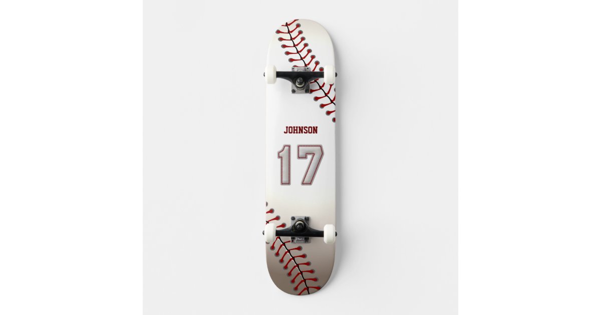 Player Number 17 - Cool Baseball Stitches Skateboard Deck | Zazzle
