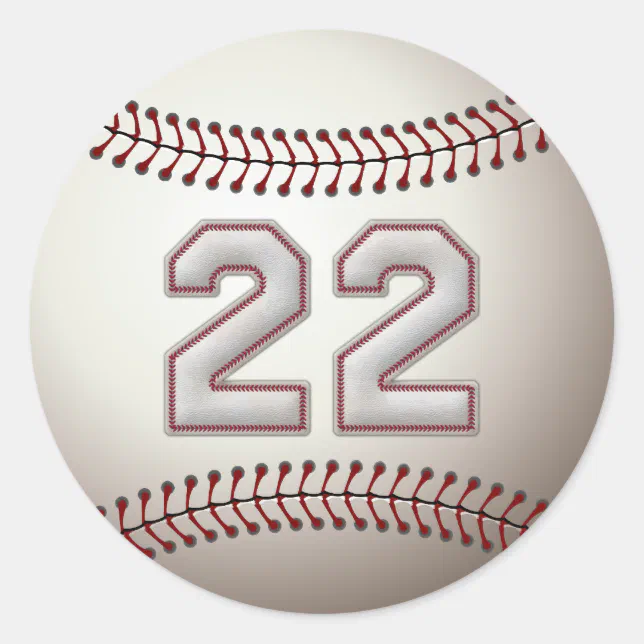 Player Number 22 - Cool Baseball Stitches Classic Round Sticker | Zazzle