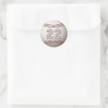 Player Number 22 - Cool Baseball Stitches Classic Round Sticker | Zazzle