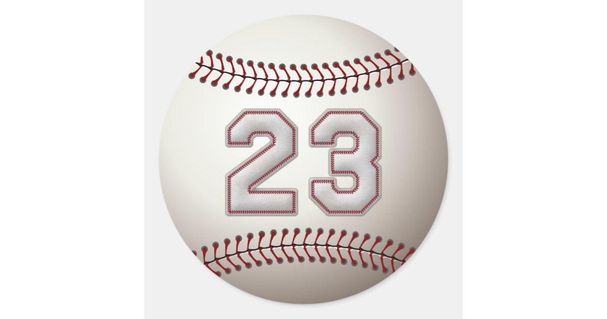 Player Number 23 - Cool Baseball Stitches Classic Round Sticker | Zazzle