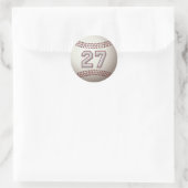 Player Number 27 - Cool Baseball Stitches Classic Round Sticker | Zazzle