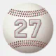 Player Number 27 - Cool Baseball Stitches Classic Round Sticker | Zazzle