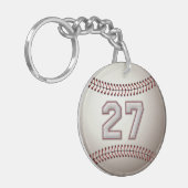 Player Number 27 - Cool Baseball Stitches Keychain | Zazzle