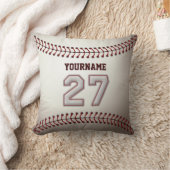 Player Number 27 - Cool Baseball Stitches Throw Pillow | Zazzle