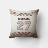Player Number 27 - Cool Baseball Stitches Throw Pillow | Zazzle