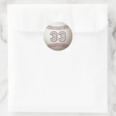 Player Number 33 - Cool Baseball Stitches Classic Round Sticker | Zazzle