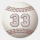 Player Number 33 - Cool Baseball Stitches Classic Round Sticker | Zazzle