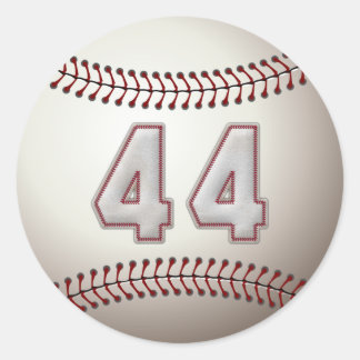 Player Number 44 - Cool Baseball Stitches Round Sticker