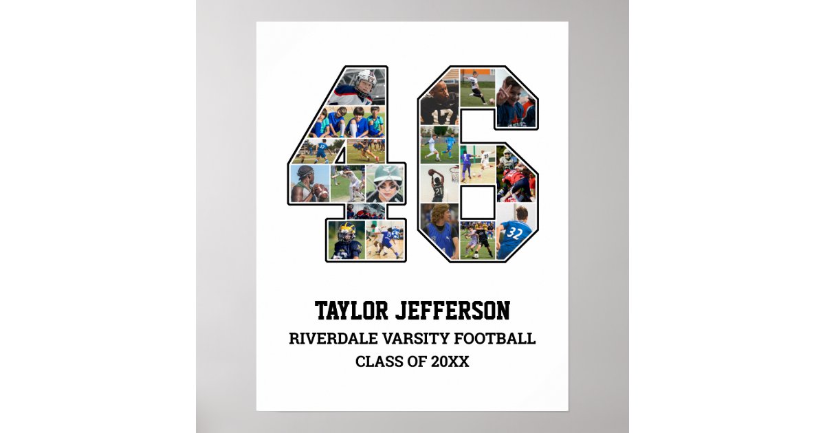 Player Number 46 Senior Sports Team Photo Collage Poster | Zazzle