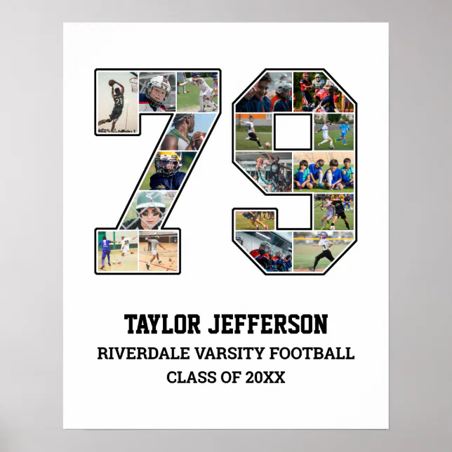 Player Number 79 Senior Sports Team Photo Collage Poster | Zazzle