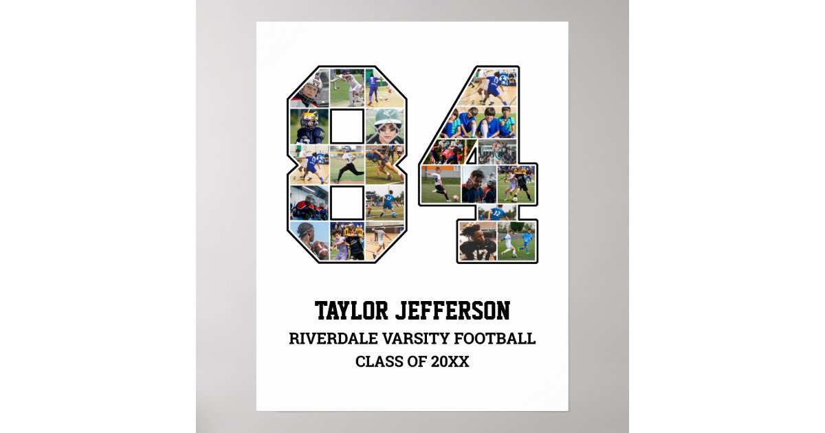 Player Number 84 Senior Sports Team Photo Collage Poster | Zazzle