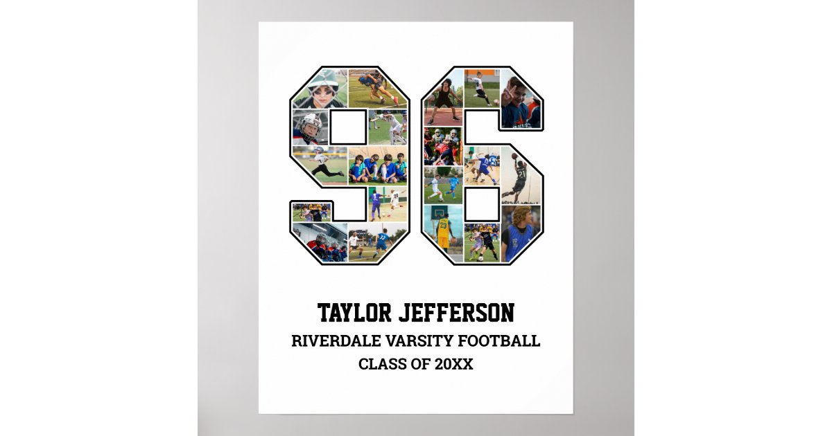 Player Number 96 Senior Sports Team Photo Collage Poster | Zazzle
