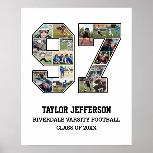 Player Number 97 Senior Sports Team Photo Collage Poster | Zazzle