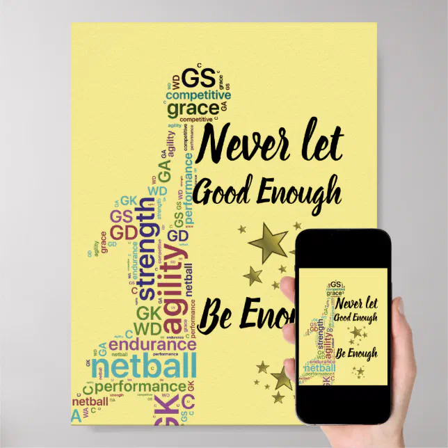 Player Positions And Motivational Netball Quote Poster | Zazzle