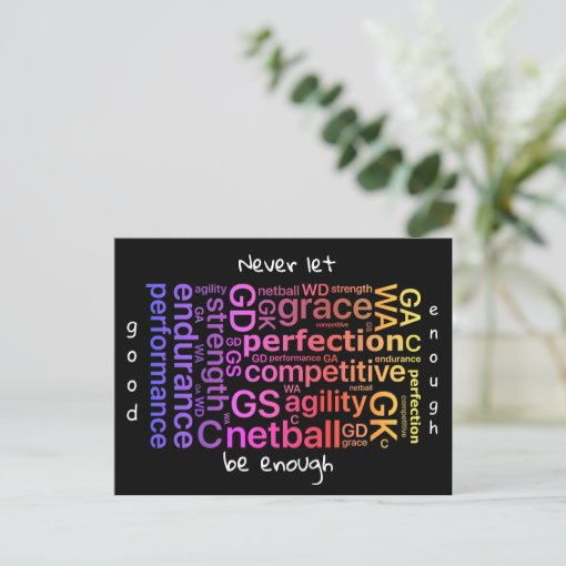 Player Positions Inspirational Netball Quote Postcard | Zazzle