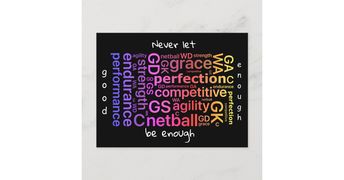 Player Positions Inspirational Netball Quote Postcard | Zazzle