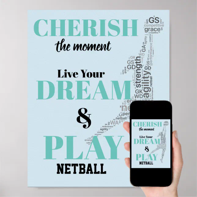 Player Themed Motivational Netball Quote Poster | Zazzle