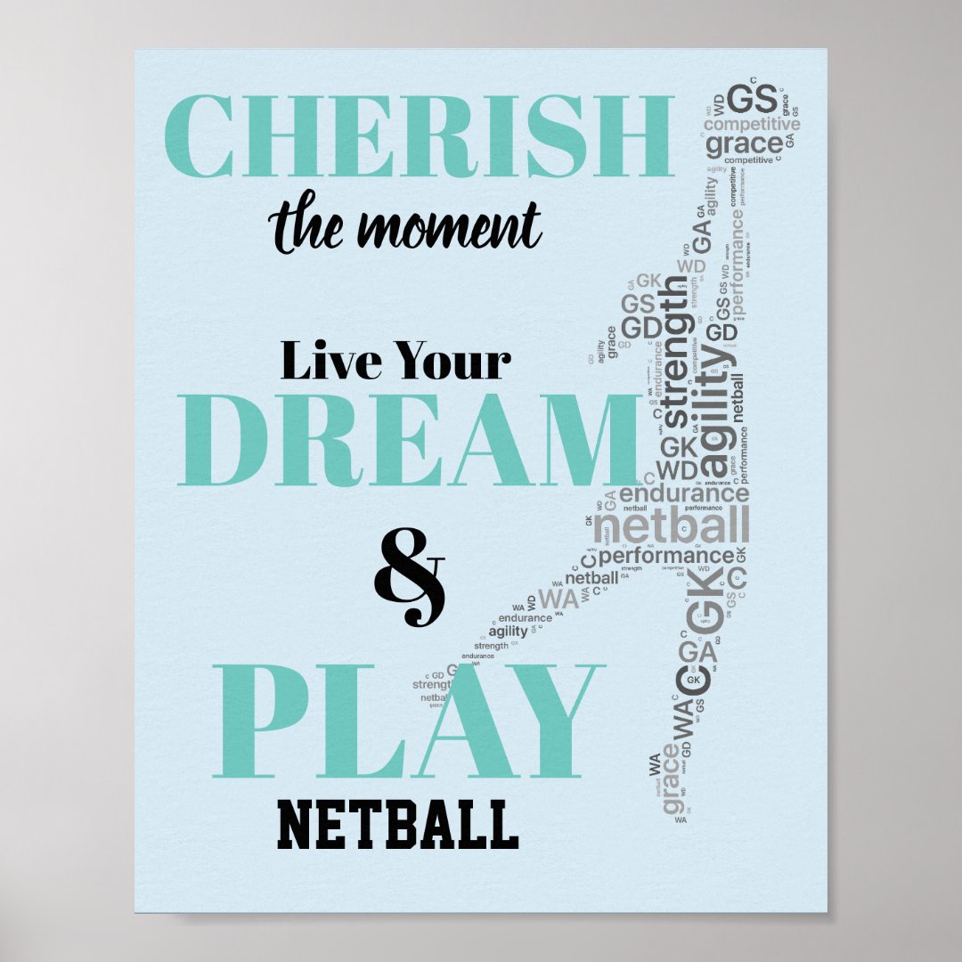 Player Themed Motivational Netball Quote Poster | Zazzle