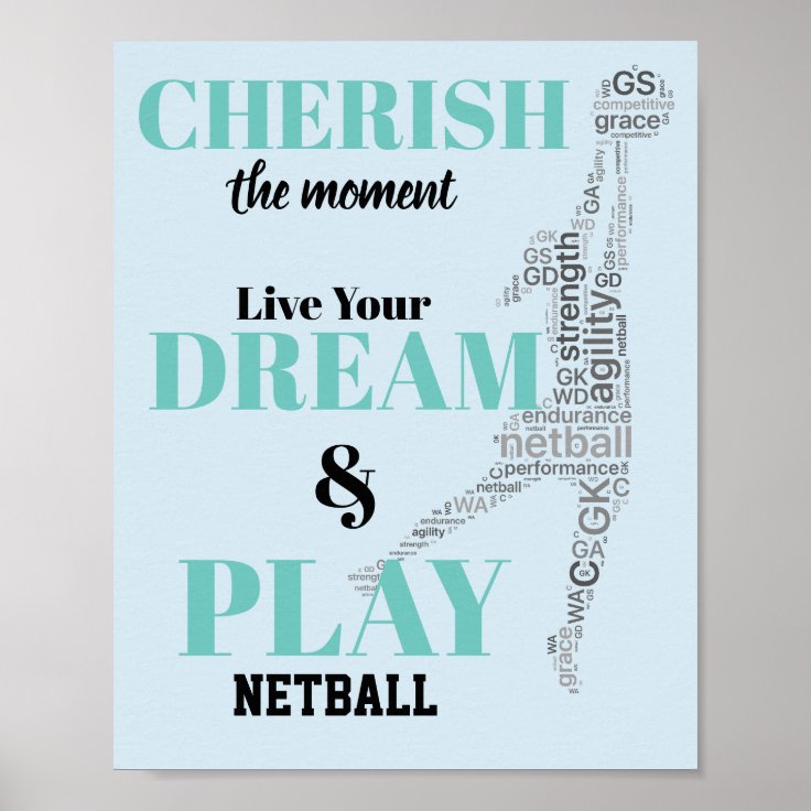 Player Themed Motivational Netball Quote Poster | Zazzle