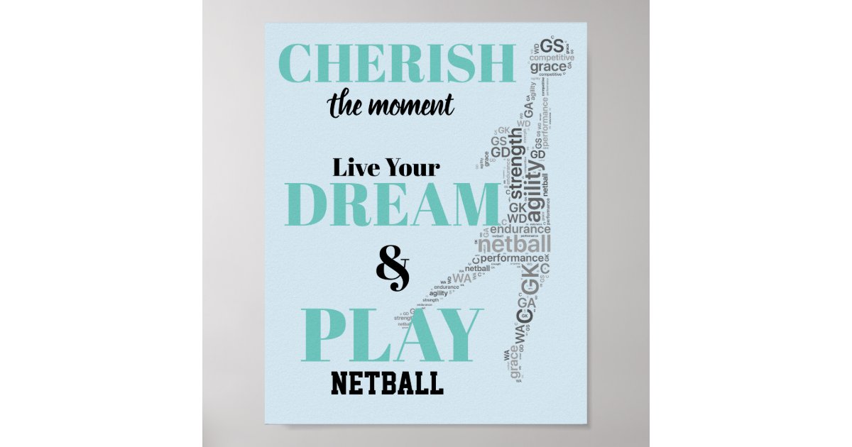 Player Themed Motivational Netball Quote Poster | Zazzle