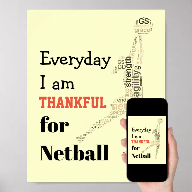 Player Word Art Motivational Netball Quote Poster | Zazzle