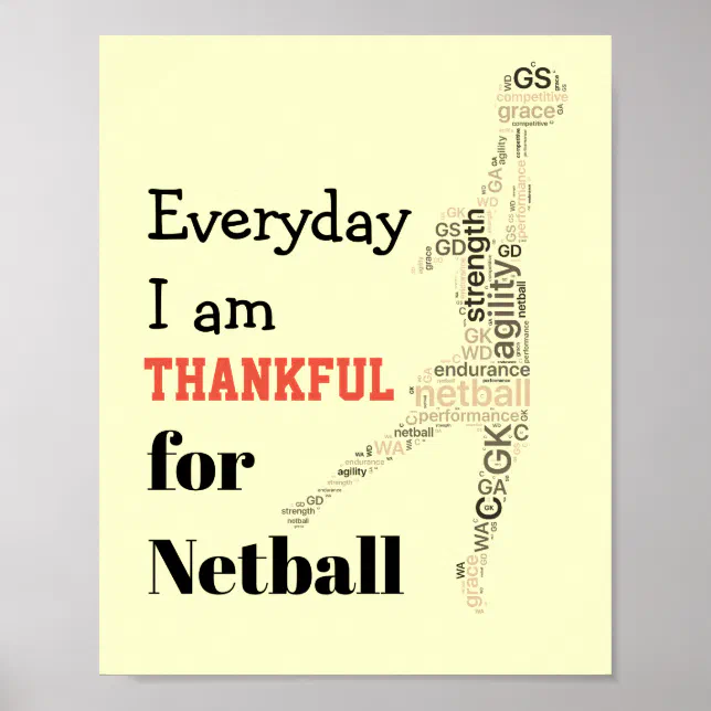 Player Word Art Motivational Netball Quote Poster | Zazzle
