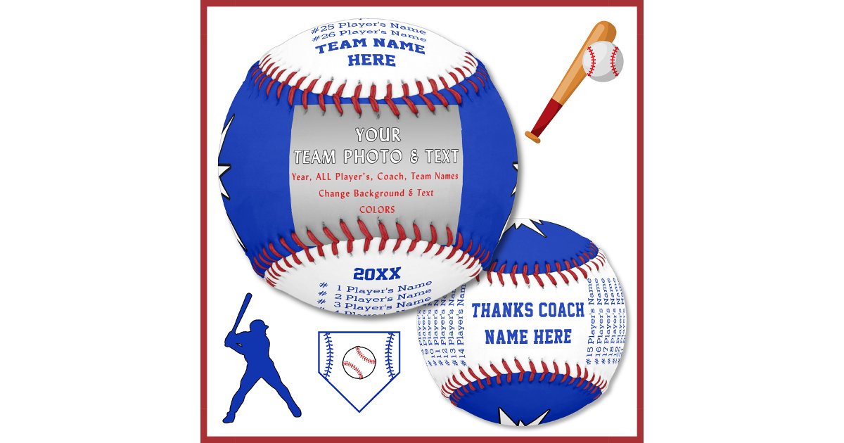 Players, Team, Coach Names Personalized Baseball | Zazzle