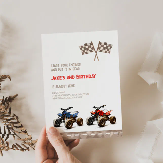 Playful ATV Bikes Birthday Invitation | Zazzle