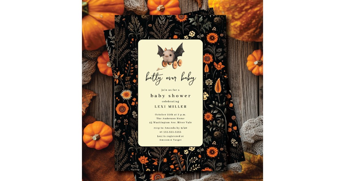 Playful Batty over Baby Shower Invitation | Zazzle
