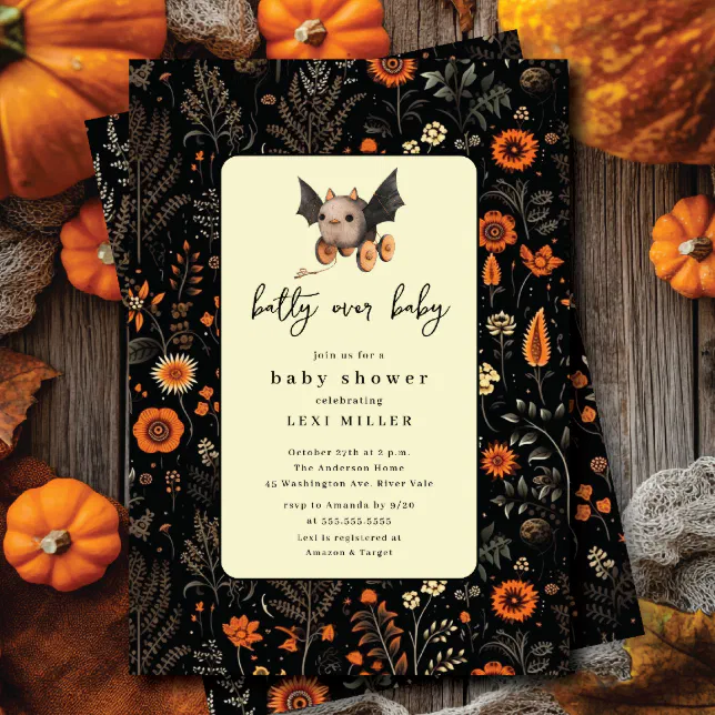 Playful Batty over Baby Shower Invitation | Zazzle