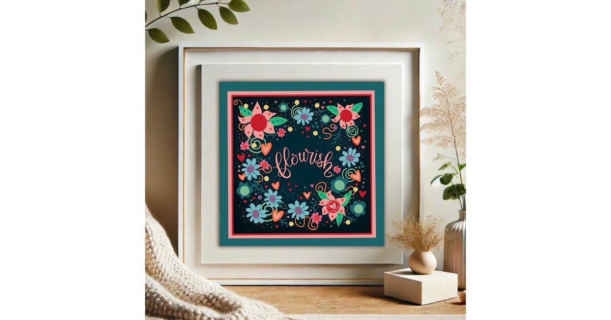 Playful Blue Flourish Inspirational Pretty Photo Print | Zazzle