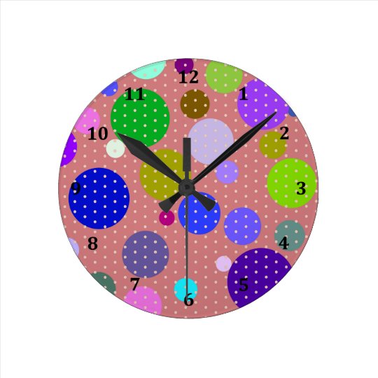 Playful Clock Design, Dots on Dots | Zazzle.com